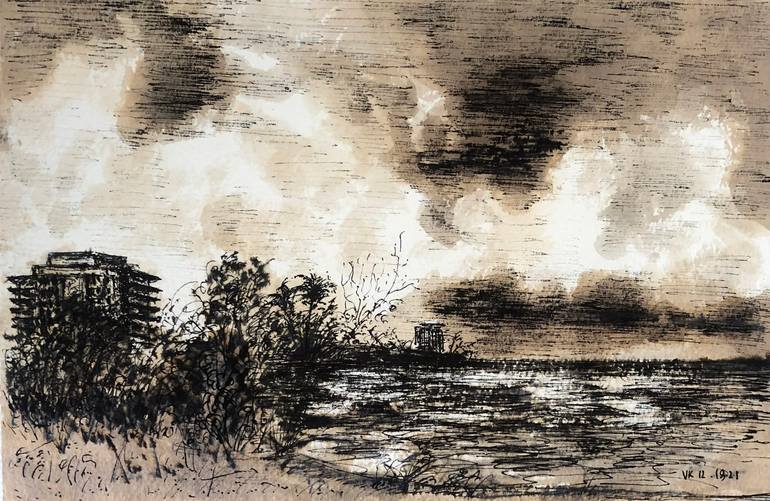 Juan Dolio, Dominican Drawing by Vladimir Kezerashvili | Saatchi Art