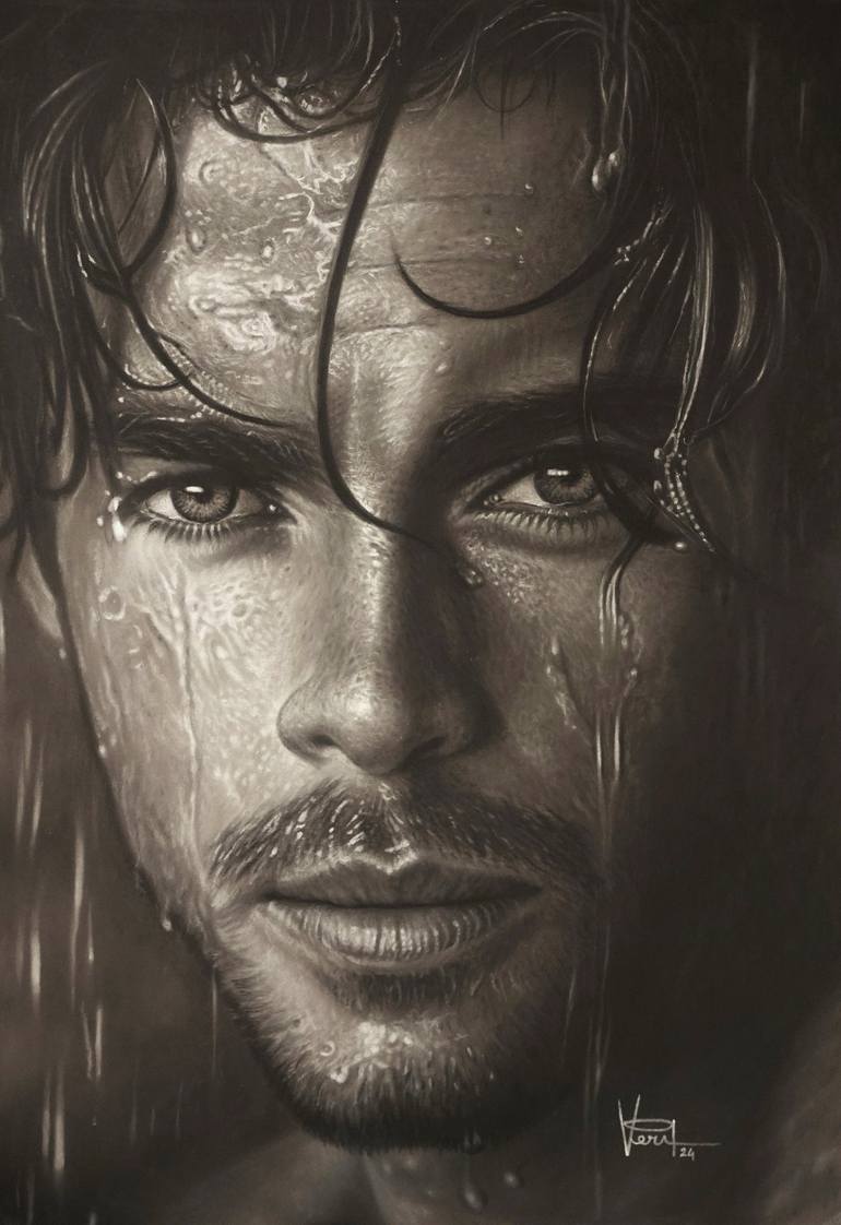 The Man in The Rain Drawing by Veri Apriyatno | Saatchi Art