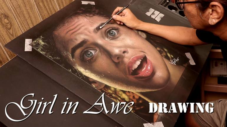 Girl in Awe Drawing by Veri Apriyatno | Saatchi Art