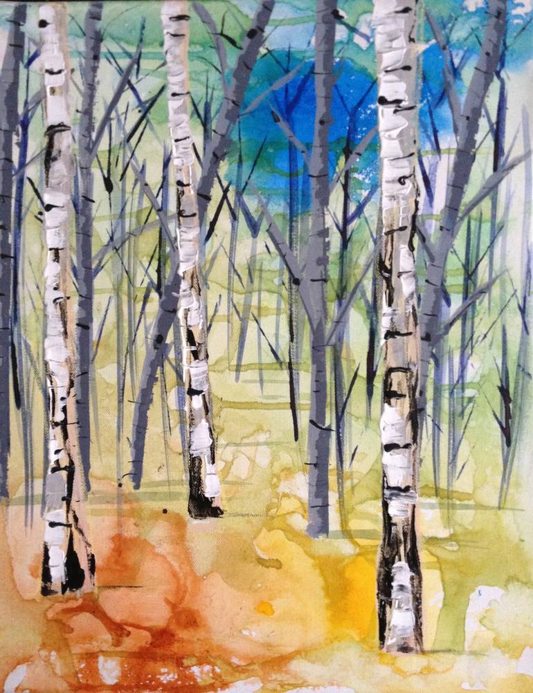 Birch 4 Painting by Audrey Reilly | Saatchi Art
