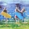 Surfers Painting by Audrey Reilly | Saatchi Art