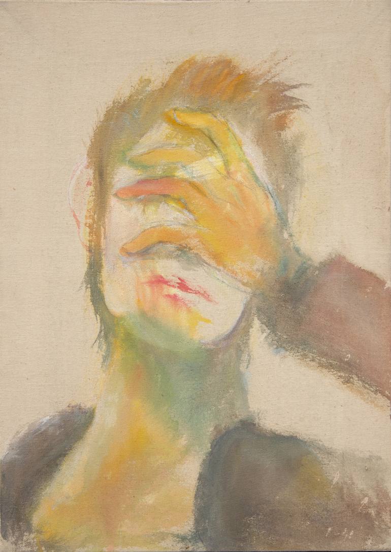 Liz's face on her hand Painting by Tou Toa | Saatchi Art