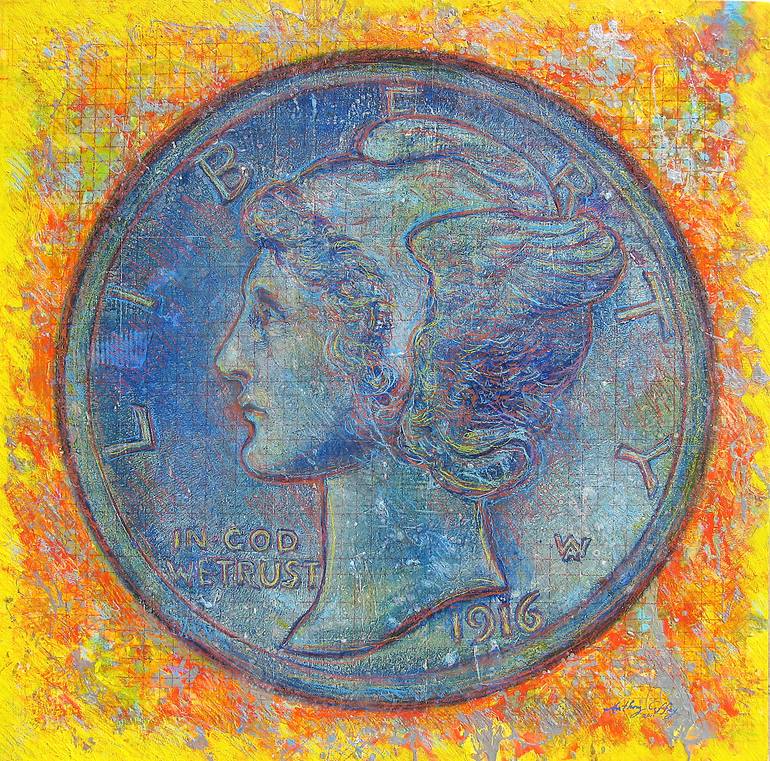 Mercury Dime Painting by Anthony James Coffey | Saatchi Art