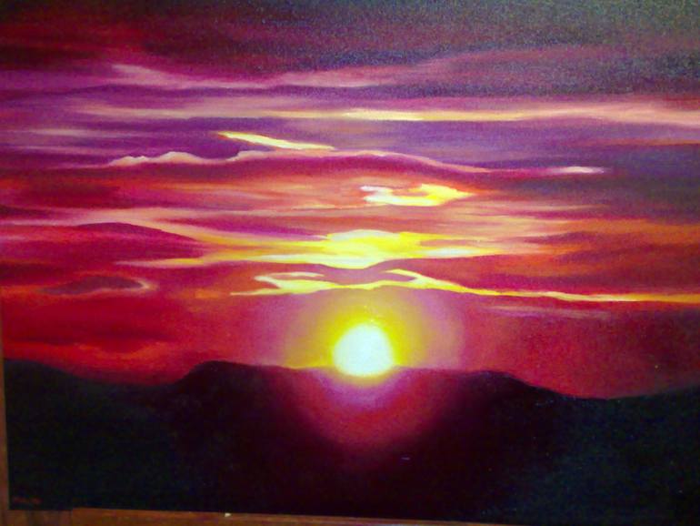red sunset Painting by Mel Beadel | Saatchi Art