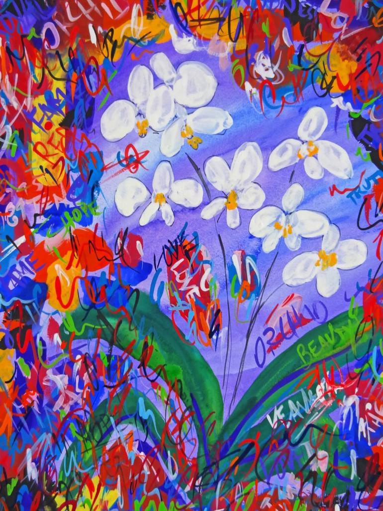 Orchid Of Words Painting by Nicholas Vitale | Saatchi Art