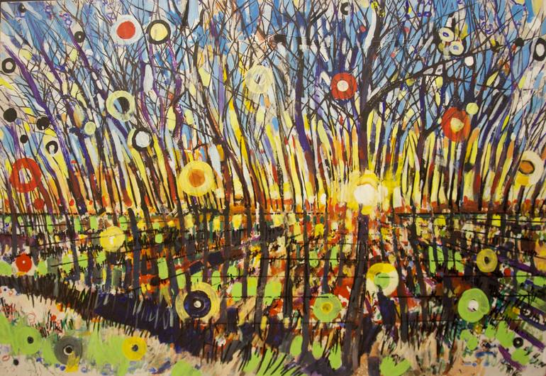 Boschetto di acacie al tramonto Painting by Giovanni Gabassi | Saatchi Art