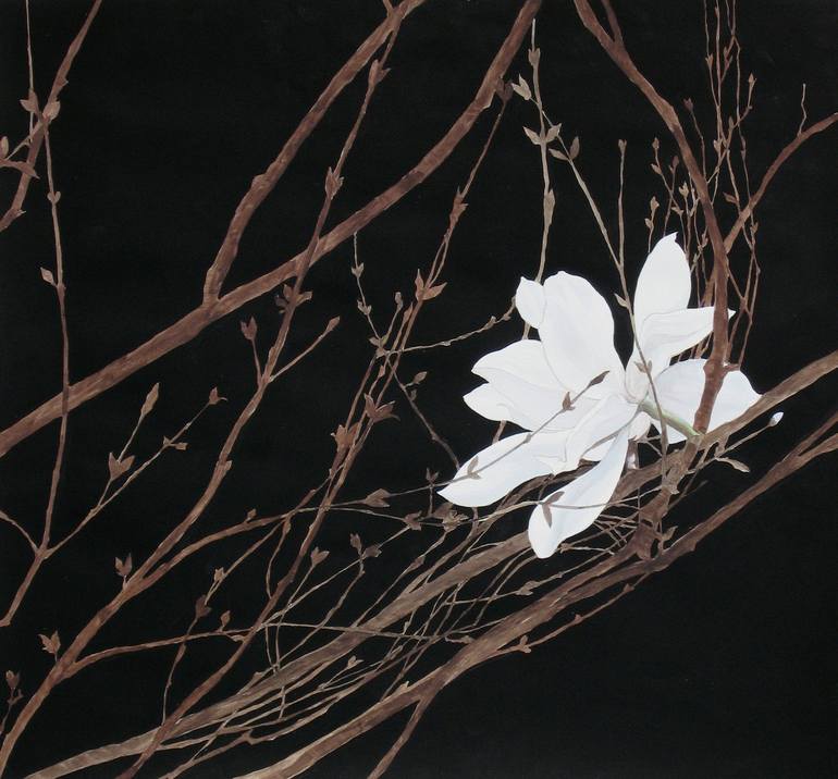 Floating Magnolia 1 SOLD Painting by Sally Spens | Saatchi Art