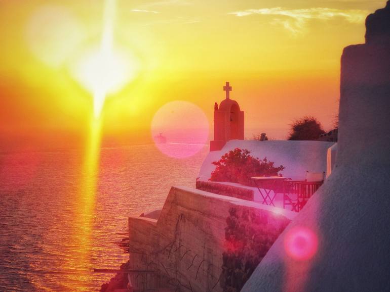 Sunset Orbs, Santorini, Greece Photography by Derek Alvarez | Saatchi Art