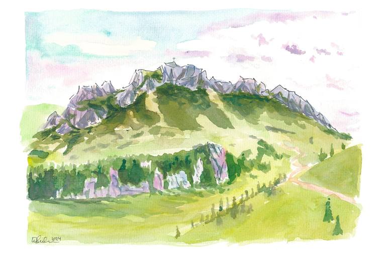Kampenwand Mountain View of Bavarian Alps Summit in Chiemgau Painting ...