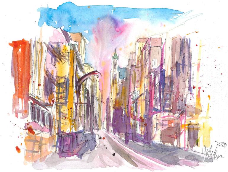 Expressionistic Street Scene in New York City Painting by M Bleichner ...
