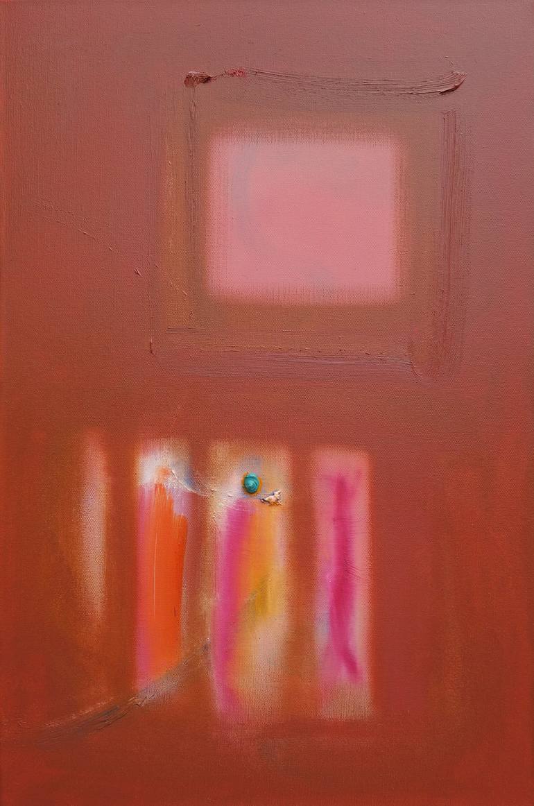 Figures in a Souk : Glimpse Pink Painting by Charles Stuart | Saatchi Art