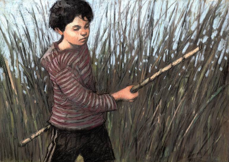 In the cane field Drawing by Federico Milano | Saatchi Art