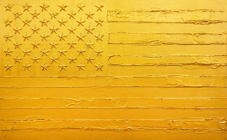 US Flag - Gold Bas-Relief Painting by Bruce Stanfield | Saatchi Art