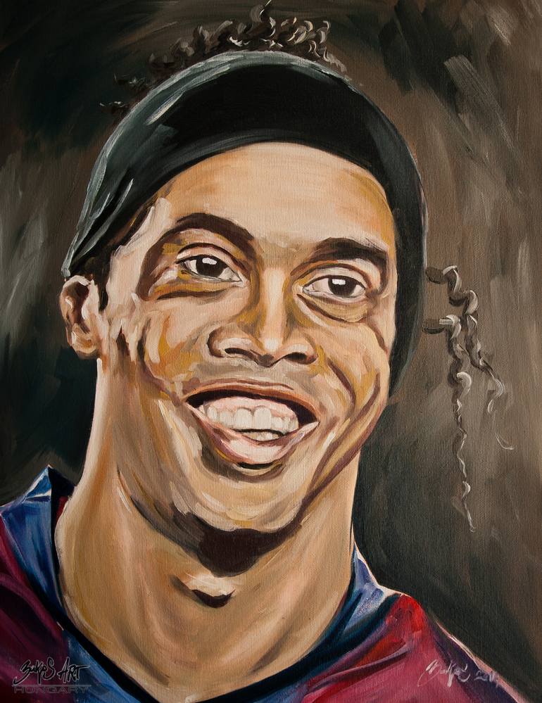 Ronaldinho Painting by Bakos Tamas | Saatchi Art