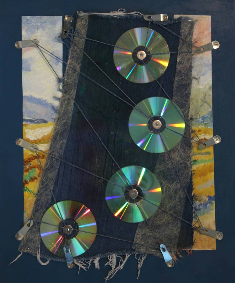 Collage with String VII Collage by Rita Klein | Saatchi Art