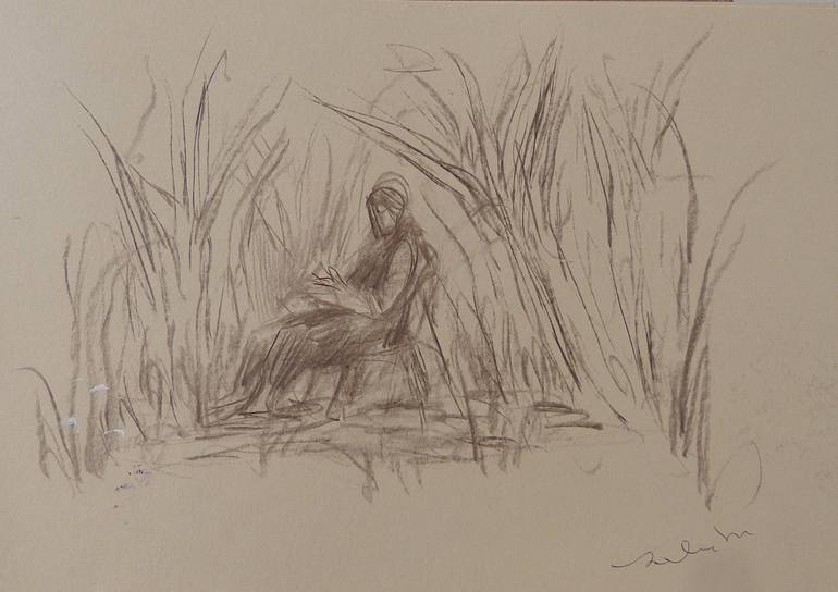 The Reader Drawing by Frederic Belaubre | Saatchi Art