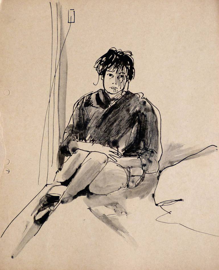 Seated model 15 Drawing by Frederic Belaubre | Saatchi Art