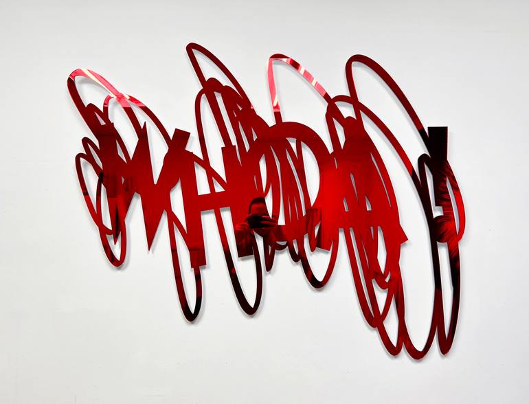WHOA! Red Mirror Scribble Wall Sculpture Sculpture by Ryan Coleman ...