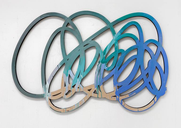 Painted Scribble Wall Sculpture, Acrylic on Laser Cut Wood Sculpture by ...