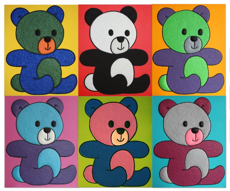 Six teddies Painting by Anne Desfour | Saatchi Art