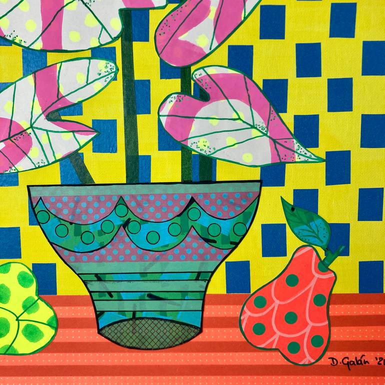Calathea& Pears Painting by David Galan | Saatchi Art