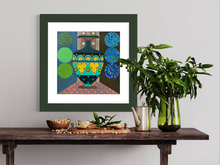 Dark Green Vase Painting by David Galan | Saatchi Art