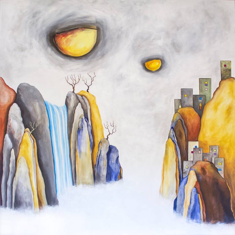 Pioneer to the falls Painting by Luca Ferullo | Saatchi Art