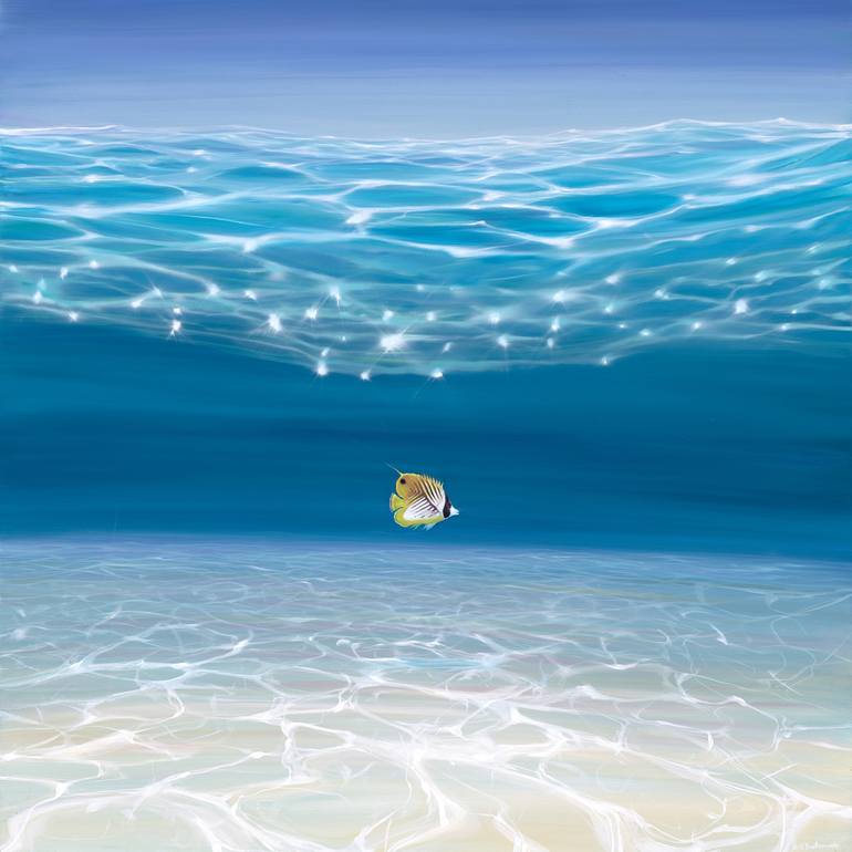 Solo Under the Turquoise Sea Painting by Gill Bustamante | Saatchi Art