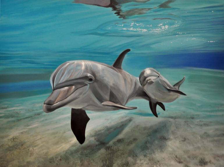 Dolphins Painting by Lana Art | Saatchi Art