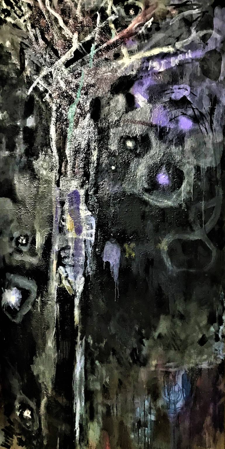 Night Painting: Tree and Big Dipper, Cosmic Superimposition Painting by ...