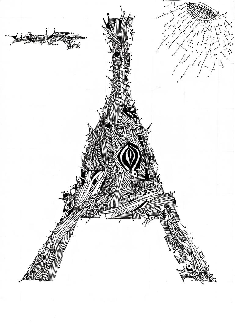 Paris in Lines Drawing by Viko Montezuma | Saatchi Art