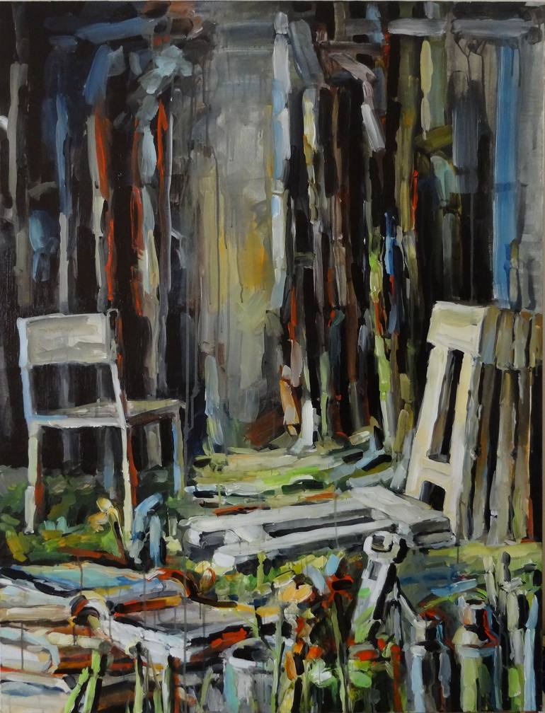 Artist's studio and beyond Painting by Michael ILE | Saatchi Art