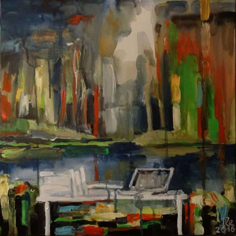 The painting and the screen Painting by Michael ILE | Saatchi Art