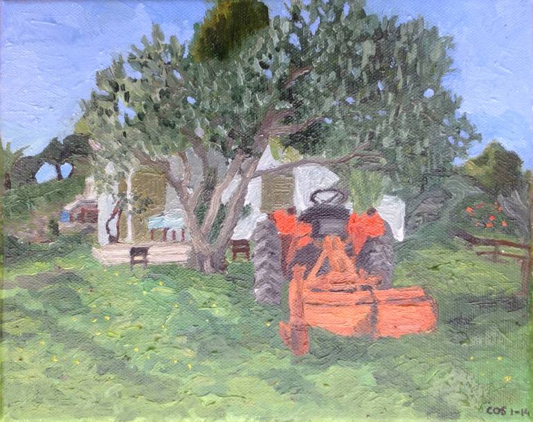 The Orange Tractor Painting by Christine Olga Smith | Saatchi Art