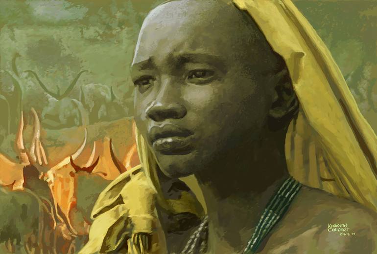 Dinka Dowry Painting by Kenneth Calvert | Saatchi Art