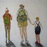 The Three Backpackers Painting by Alina Cristina Frent | Saatchi Art