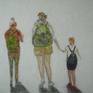 The Three Backpackers Painting by Alina Cristina Frent | Saatchi Art