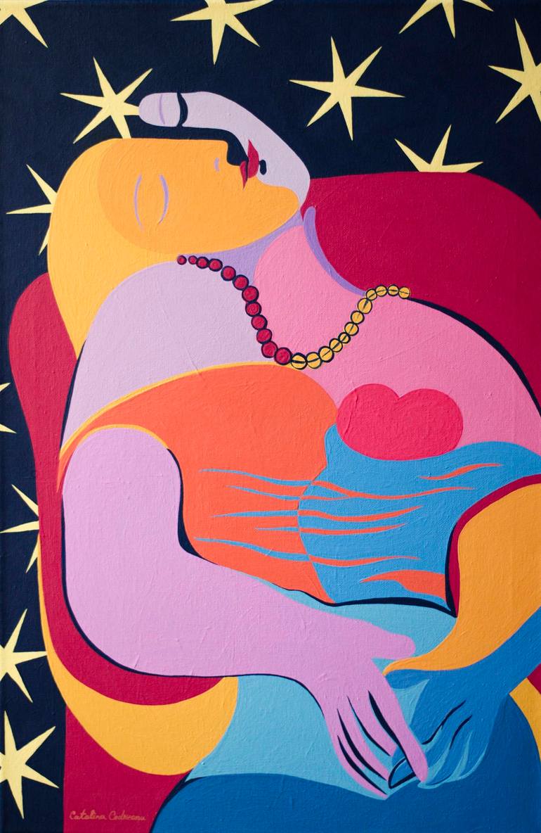 The Girl Who Wears Her Heart Out Painting by Catalina Codreanu ...