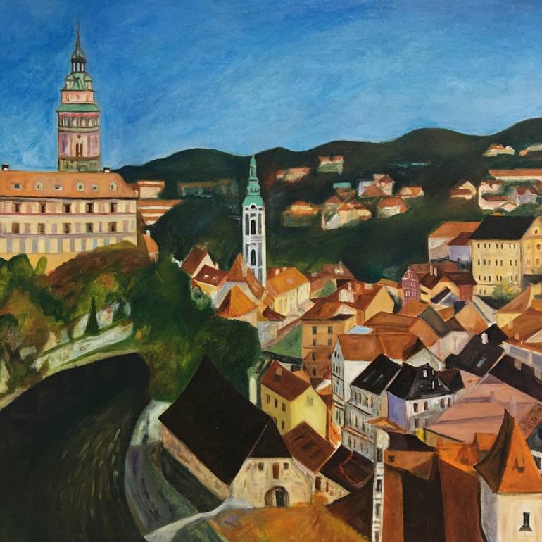 a town in Czech Painting by Xinxin Xu | Saatchi Art