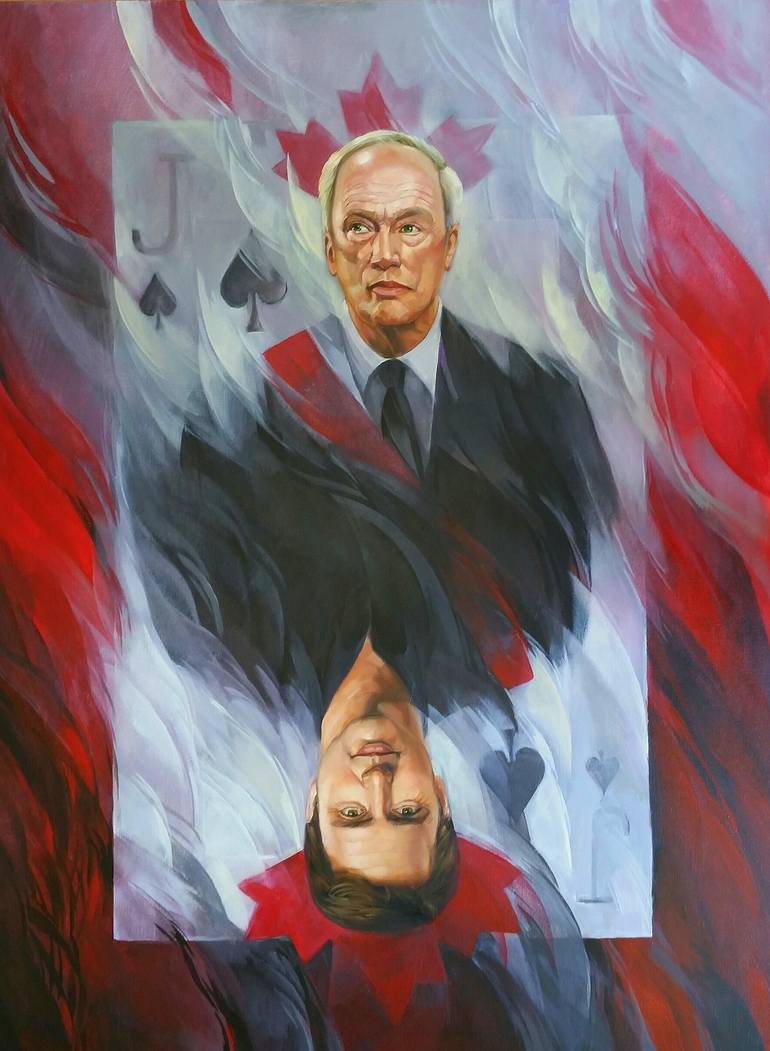 Trudeau /Father and son Painting by Farhad Amini | Saatchi Art