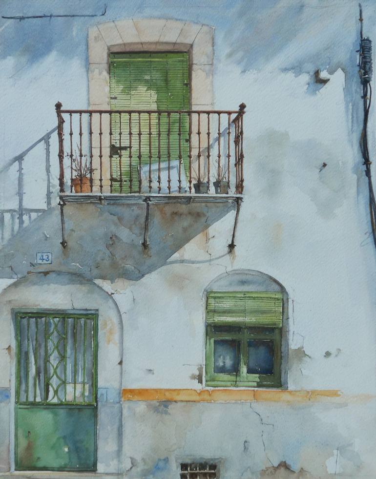 Through the Arched Window (Three Greens) Painting by Justin Philip ...