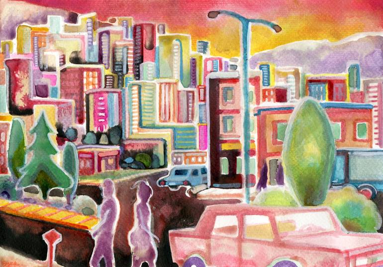 Shapes of the City Painting by Josh Byer | Saatchi Art