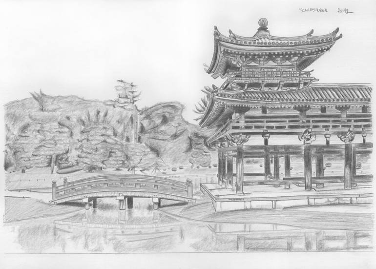 'Byodo in Historic Monuments of Ancient Kyoto' Drawing by Jakub ...