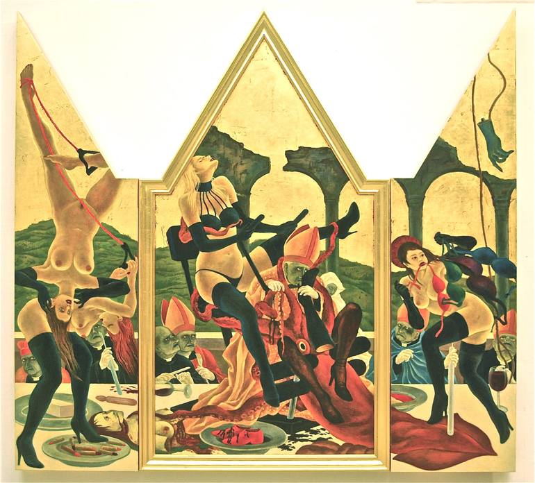 The Cloisters Last Supper/Giant Squid Thrust Painting by Masami Teraoka ...