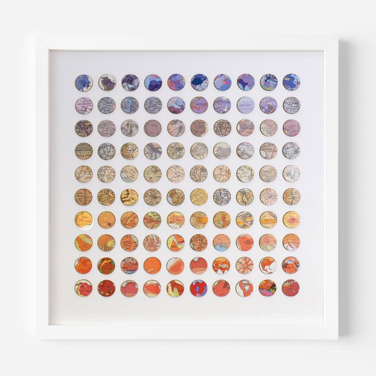 Orange Purple Ombre World Map Collage Collage by Amelia Coward ...