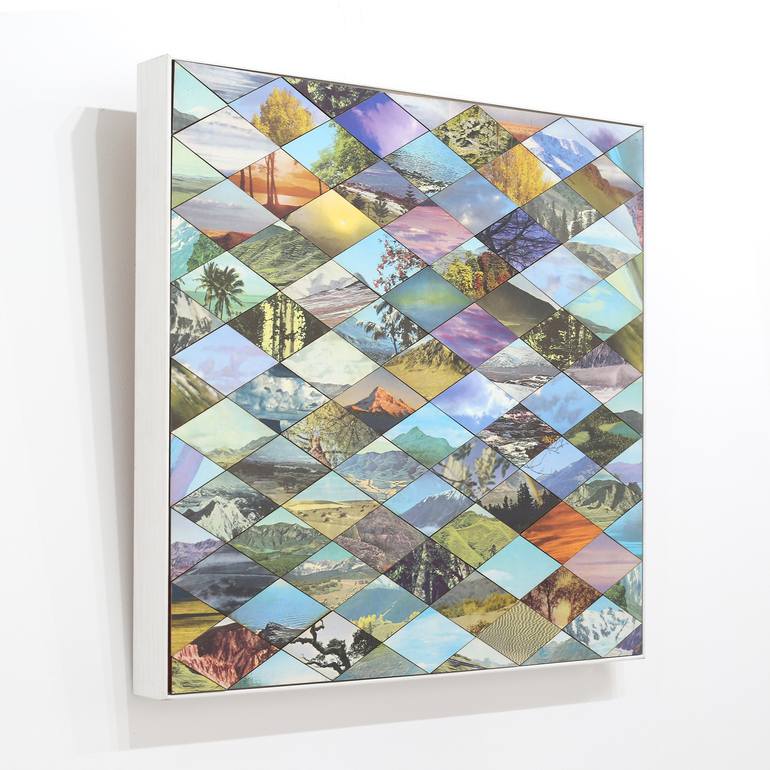 Original landscape wood paper collage panel Collage by Amelia Coward ...