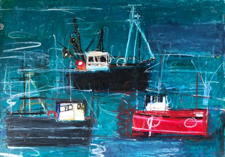 Three Trawlers Drawing by Mary Ruggeri | Saatchi Art