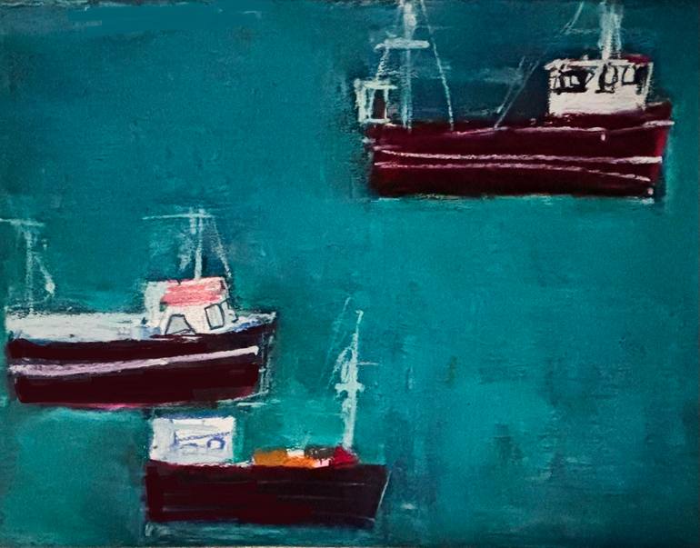 Three Red Trawlers Drawing by Mary Ruggeri | Saatchi Art
