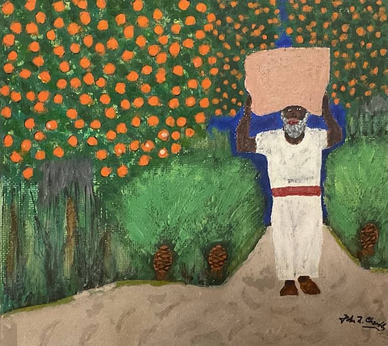 OLD FELLOW WORKING IN AN ORANGE GROVE Painting by John Chandler ...