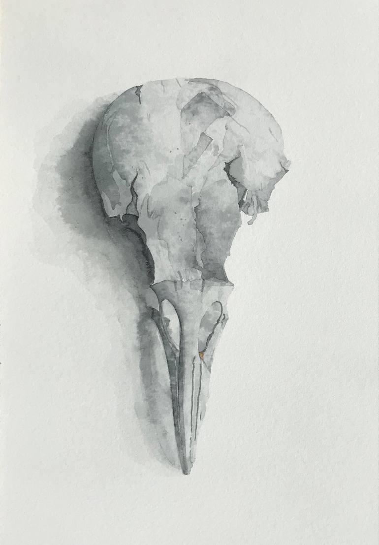 Corvid skull Painting by ross moore | Saatchi Art